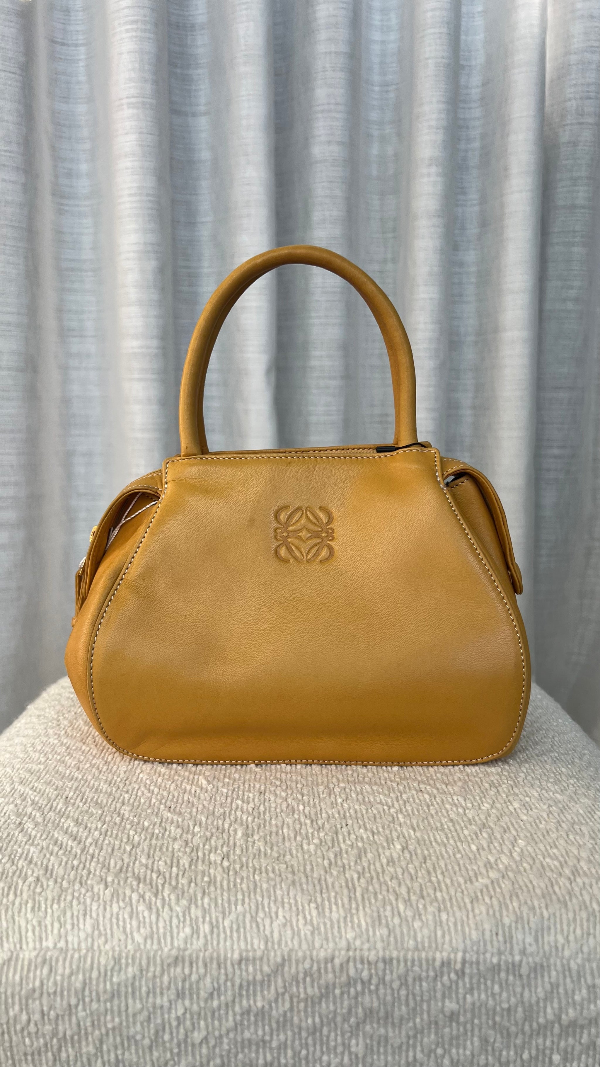 Loewe Anagram Vintage Leather Handbag In Yellow